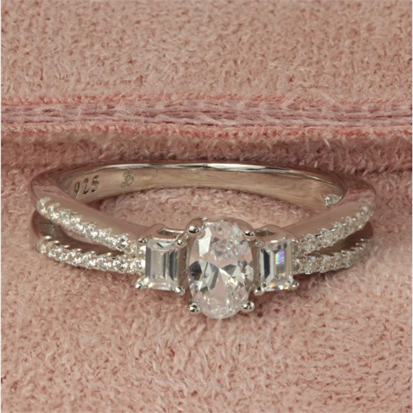 Silver Oval Cubic Zirconia Split Shoulder Ring - F6096-S | Chapelle ...