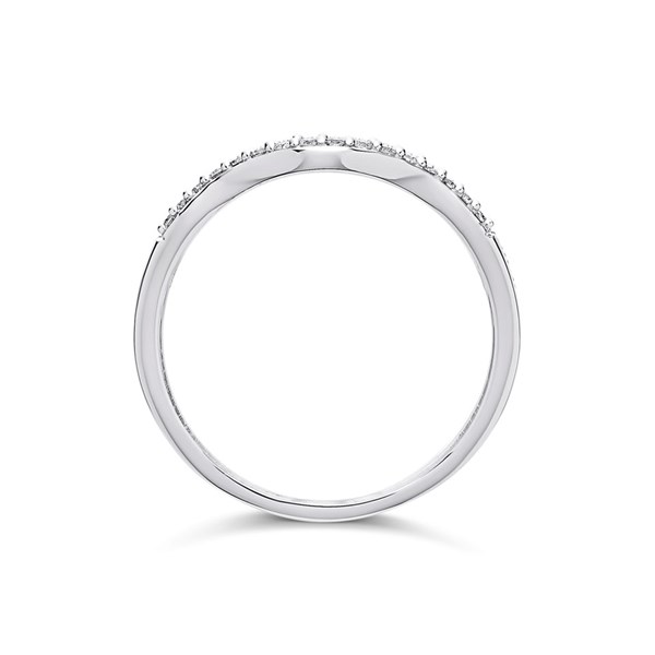 9ct White Gold Diamond Beaded Edged Shaped Wedding Ring - 9pts - X20576 ...