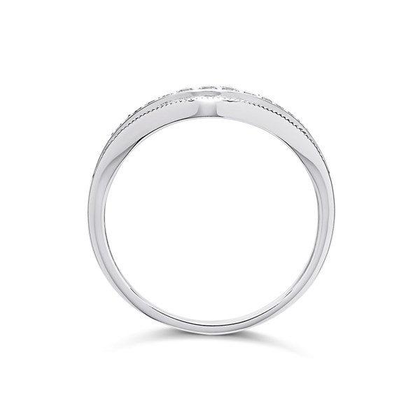 9ct White Gold Diamond Beaded Edge Shaped Wedding Ring - 12pts - X20580 ...