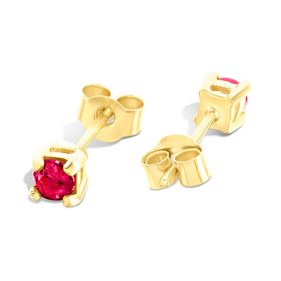 9ct Gold Ruby Stud Earrings - 3mm - G04131 | Chapelle Jewellers