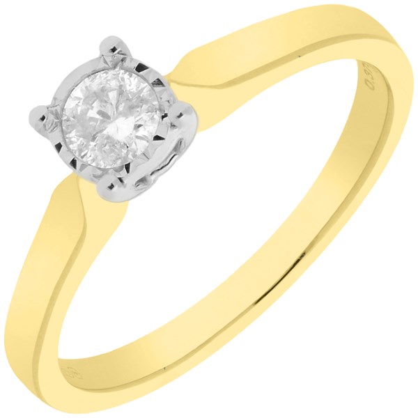 9ct Gold Illusion Set Diamond Solitaire Ring - 15pt - D50148 | Chapelle ...