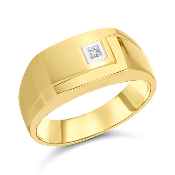 9ct Gold Diamond Set Signet Ring - R3356 | Chapelle Jewellers