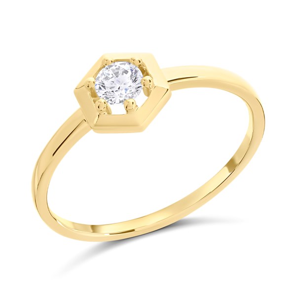 9ct Gold Cubic Zirconia Hexagon Ring - R6569-Q | Chapelle Jewellers