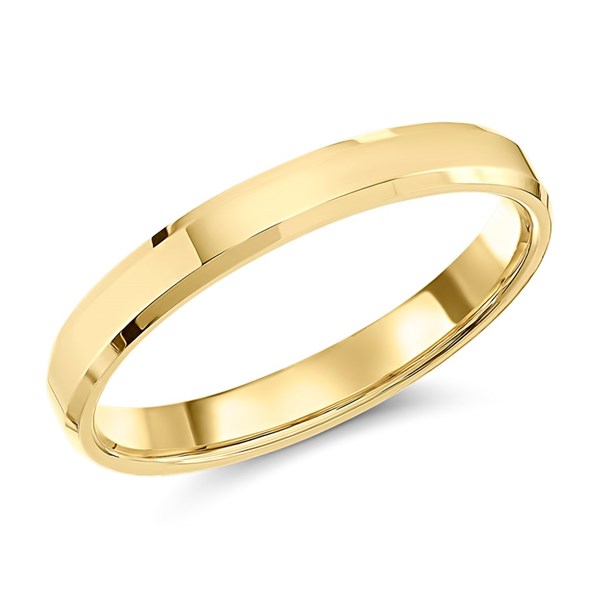 9ct Gold Flat Beveled Edged Wedding Ring- 3mm - X20038 | Chapelle Jewellers