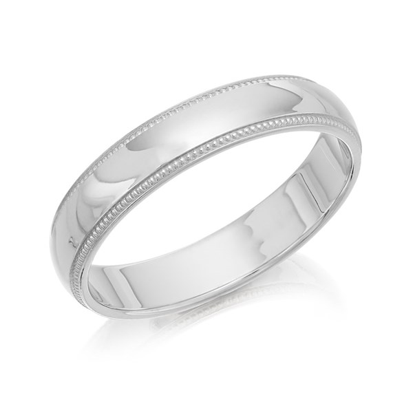 9ct White Gold Beaded Edge Wedding Ring - 4mm - X20096 | Chapelle Jewellers