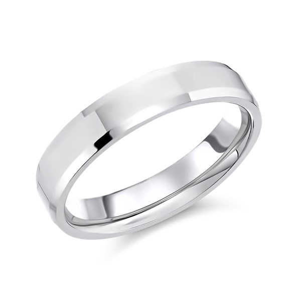 9ct White Gold Flat Bevel Wedding Ring - 4mm - X20101-P | Chapelle ...