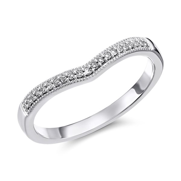 9ct White Gold Diamond Beaded Edge Shaped Wedding Ring - 7pts - X20579 ...