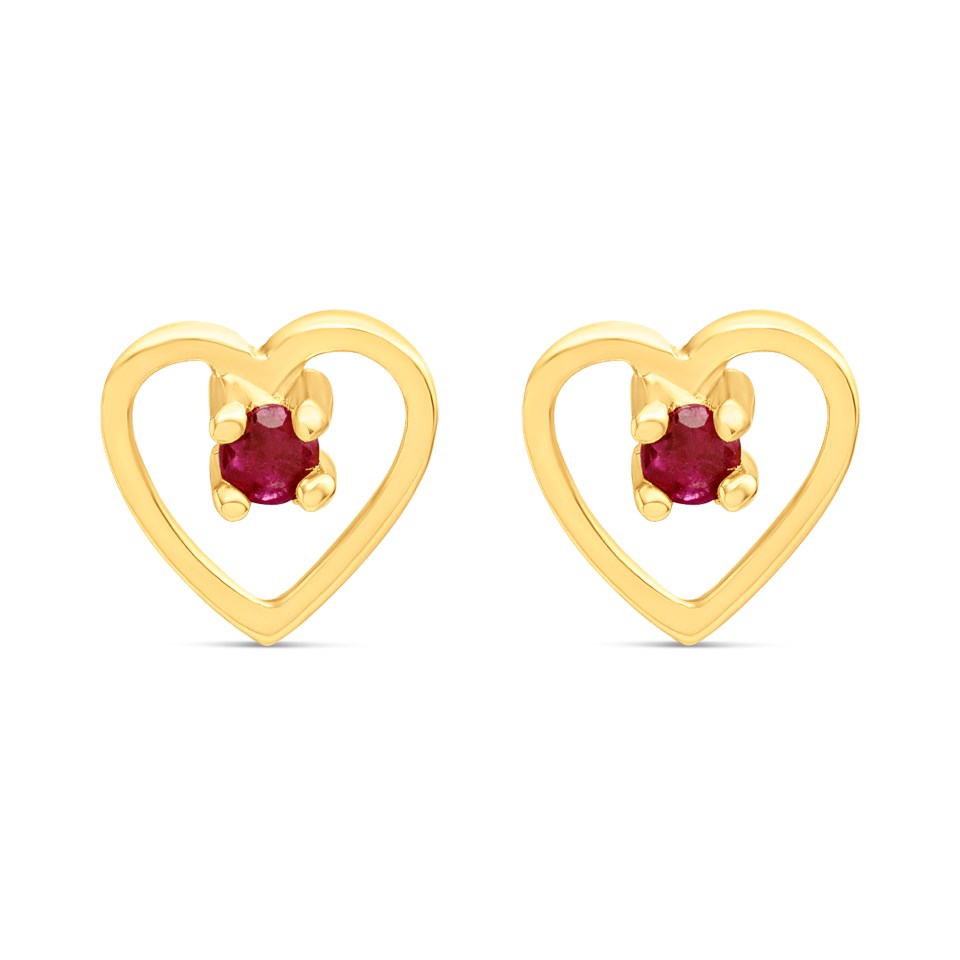 9ct Gold Ruby Heart Stud Earrings - 7mm - G04124 | Chapelle Jewellers