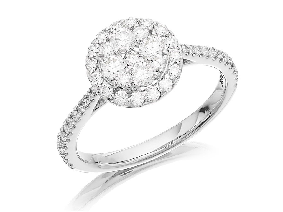 9ct White Gold Diamond Cluster Ring - 3/4ct - X10340-Q | Chapelle Jewellers