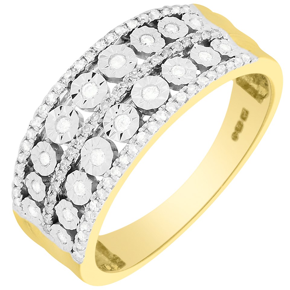 9ct Gold Two Row Diamond Band Ring - 20pts - X10489 | Chapelle Jewellers