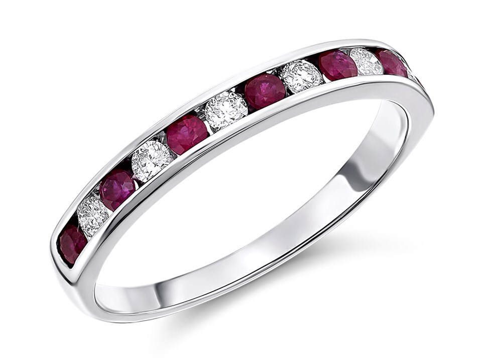 9ct White Gold Ruby And Diamond Half Eternity Ring - 35pts - X10674 ...